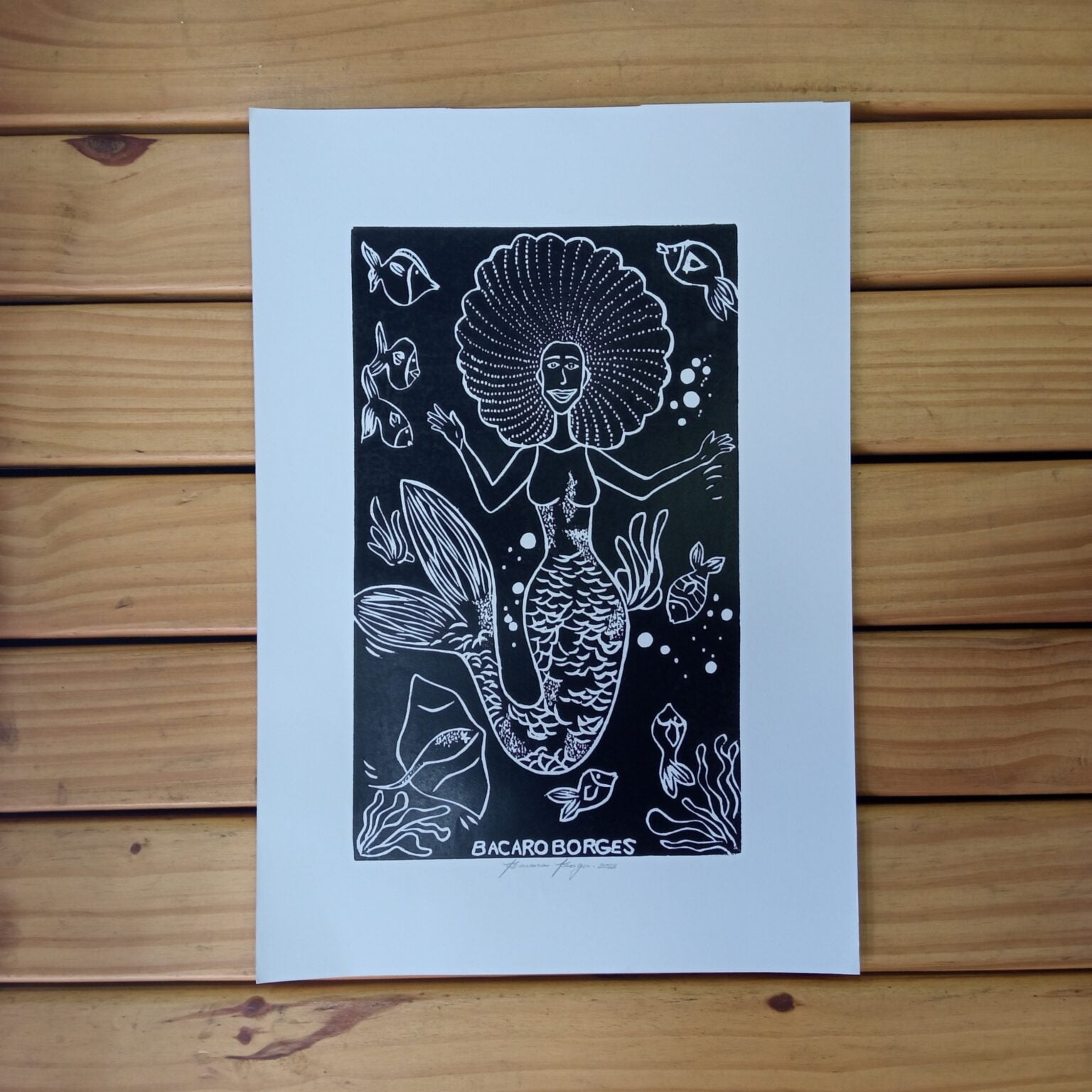 Xilogravura Bacaro Borges Peb Sereia