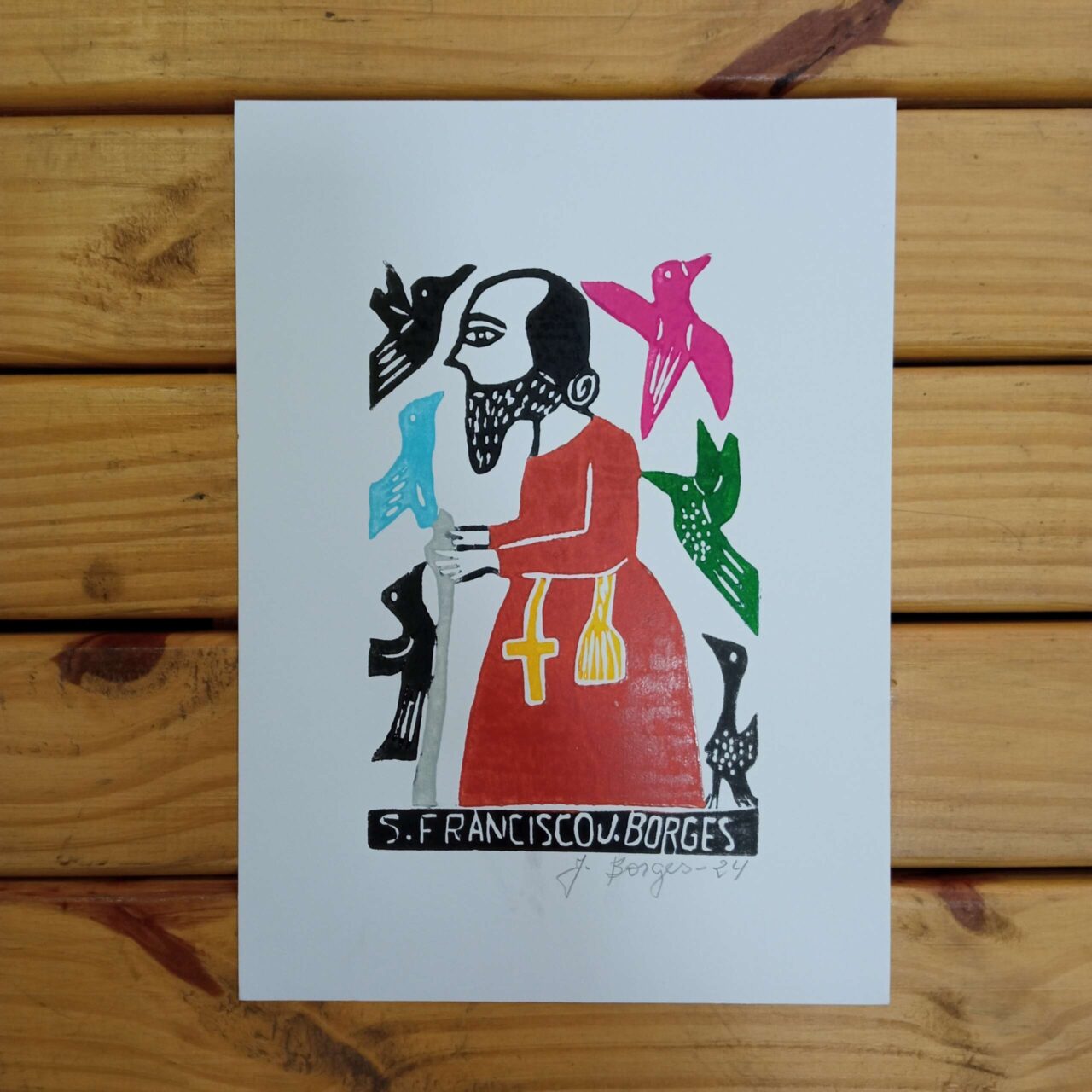 Xilogravura original J Borges, São Francisco